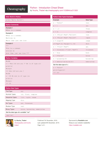Python Operators and Booleans Cheat Sheet by Nouha_Thabet - Download ... Python Operators and Booleans Cheat Sheet by Nouha_Thabet - Download ...