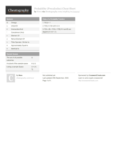 21 Probability Cheat Sheets - Cheatography.com: Cheat Sheets For Every Occasion