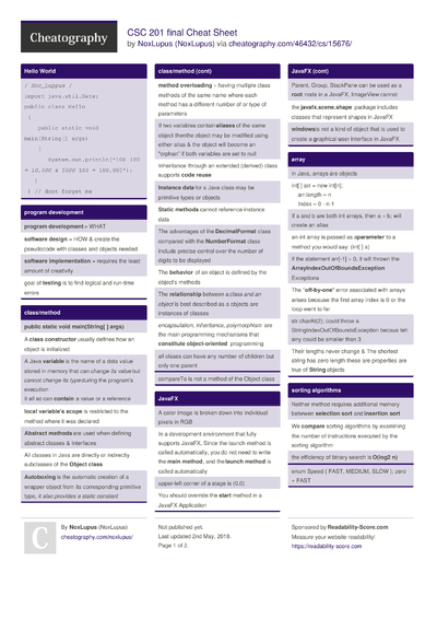 21 Final Cheat Sheets - Cheatography.com: Cheat Sheets For Every Occasion