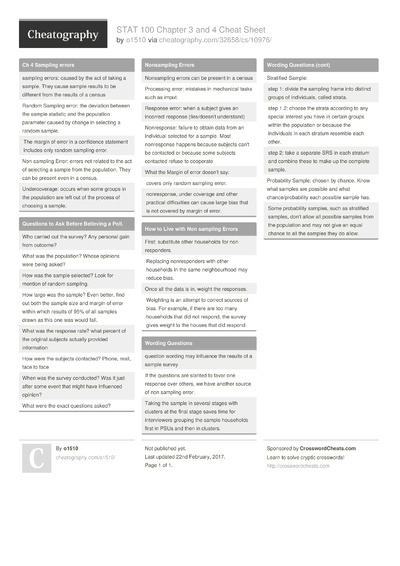 37 Statistics Cheat Sheets - Cheatography.com: Cheat Sheets For Every Occasion