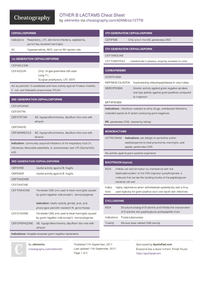 PROTEIN SYNTHESIS INHIBITORS Cheat Sheet by olkimmilo - Download free ...