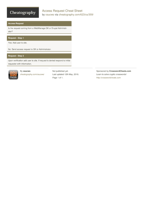 Access Request Cheat Sheet by osucws - Download free from Cheatography ...