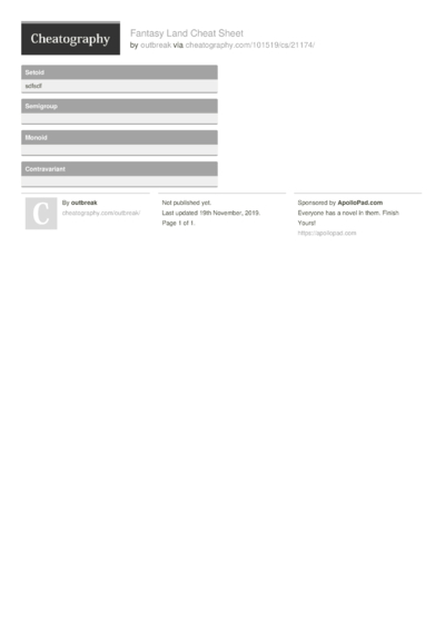 8 Fantasy Cheat Sheets - Cheatography.com: Cheat Sheets For Every Occasion