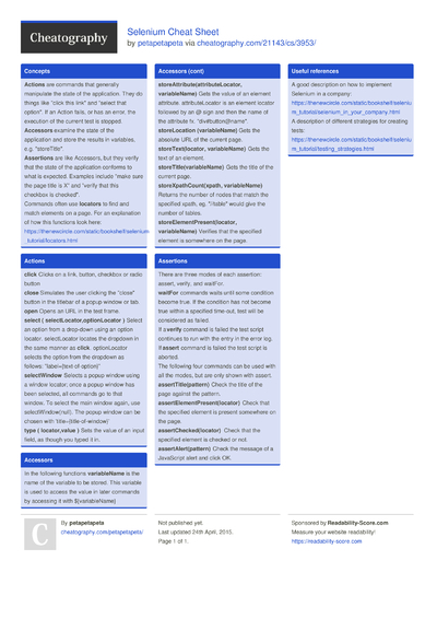 21 Cs Cheat Sheets - Cheatography.com: Cheat Sheets For Every Occasion