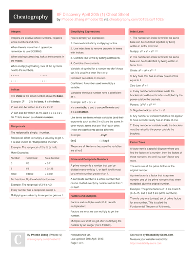 147 Math Cheat Sheets - Cheatography.com: Cheat Sheets For Every Occasion