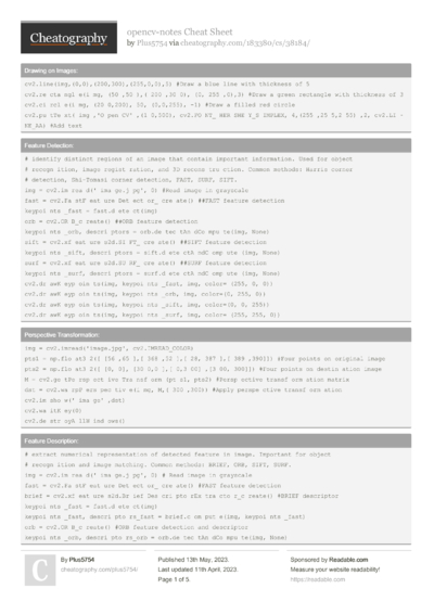 2 Opencv Cheat Sheets Cheat Sheets For Every Occasion