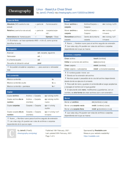Cheat Sheets from February, 2021 - Cheatography.com: Cheat Sheets For ...