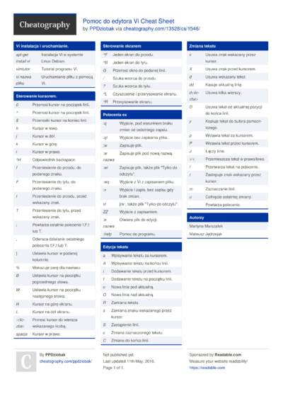 23 Vi Cheat Sheets - Cheatography.com: Cheat Sheets For Every Occasion