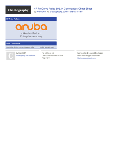 2 Aruba Cheat Sheets - Cheatography.com: Cheat Sheets For Every Occasion