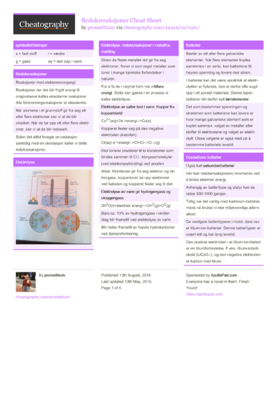 18 Energy Cheat Sheets - Cheatography.com: Cheat Sheets For Every Occasion