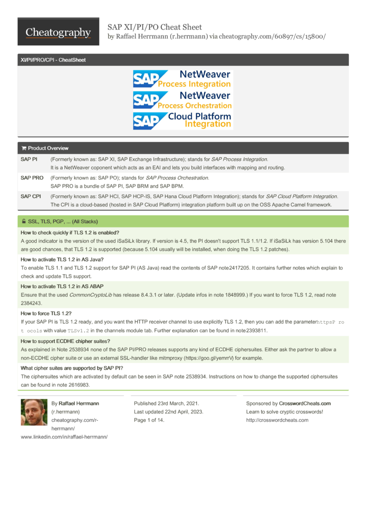 SAP XI/PI/PO Cheat Sheet by r.herrmann - Download free from ...