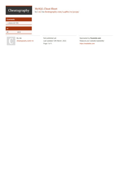 2301 Programming Cheat Sheets - Cheatography.com: Cheat Sheets For ...