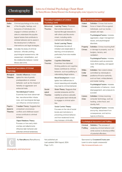 1 Criminalpsychology Cheat Sheet - Cheatography.com: Cheat Sheets For ...