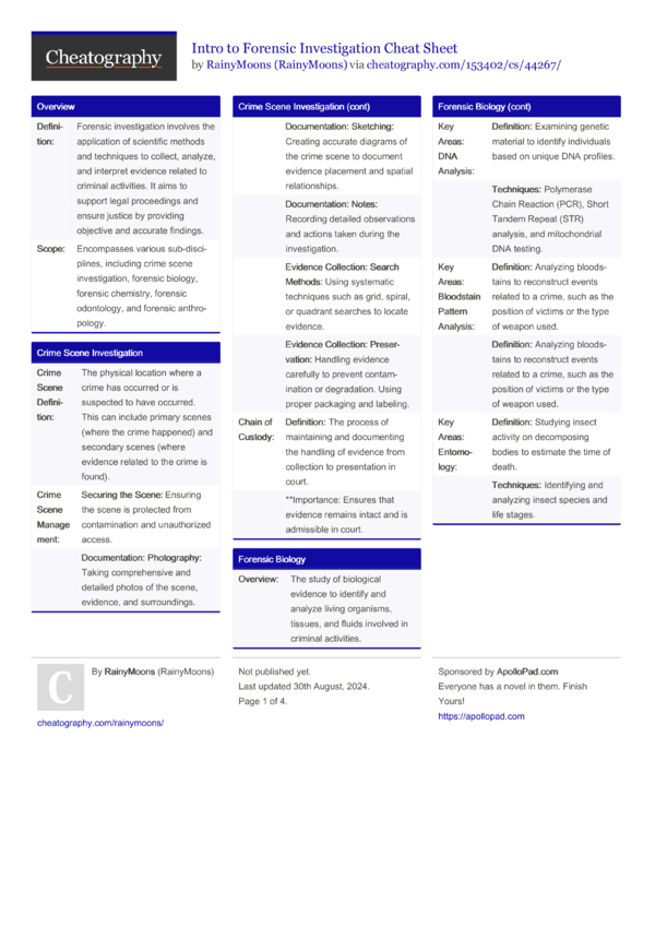 Intro to Forensic Investigation Cheat Sheet by RainyMoons - Download ...