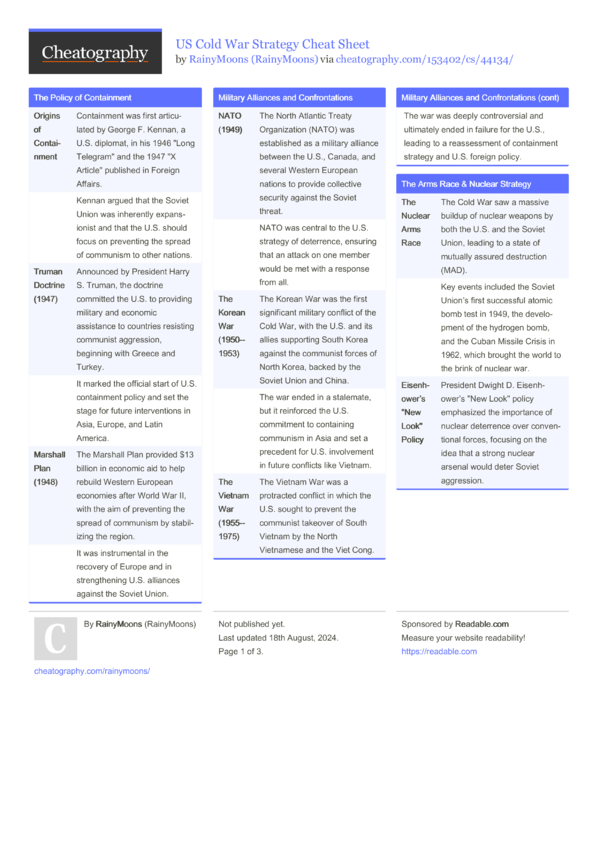 US Cold War Strategy Cheat Sheet by RainyMoons - Download free from ...