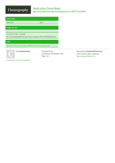 11 Zsh Cheat Sheets - Cheatography.com: Cheat Sheets For Every Occasion