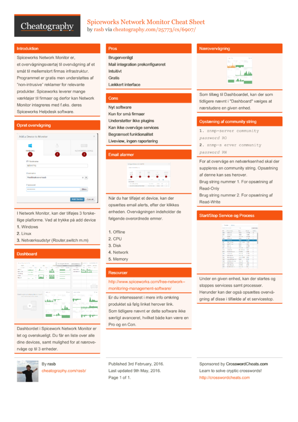 Spiceworks Network Monitor Cheat Sheet by rasb - Download free from ...