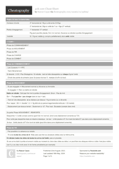 4 40k Cheat Sheets - Cheatography.com: Cheat Sheets For Every Occasion