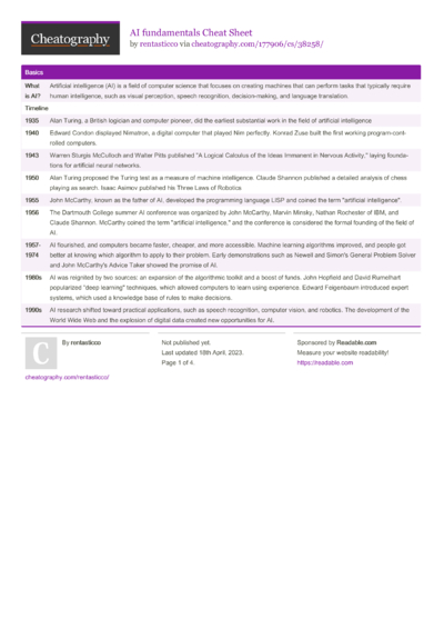 14 Ai Cheat Sheets - Cheatography.com: Cheat Sheets For Every Occasion