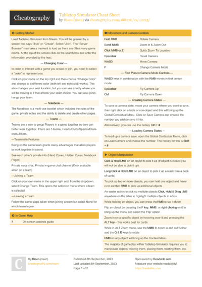 8 Simulation Cheat Sheets - Cheatography.com: Cheat Sheets For Every ...
