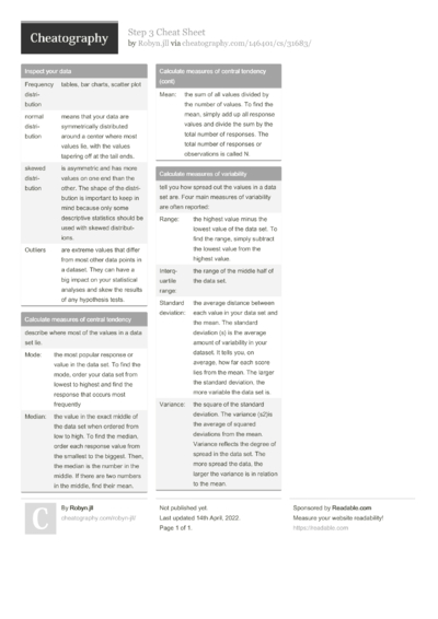 59 Statistics Cheat Sheets - Cheatography.com: Cheat Sheets For Every ...