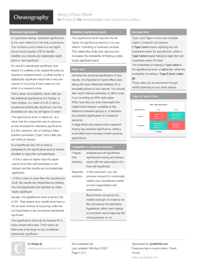 70 Statistics Cheat Sheets - Cheatography.com: Cheat Sheets For Every ...
