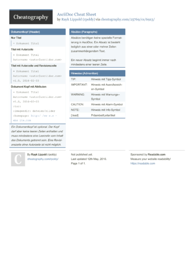26 Markup Cheat Sheets - Cheatography.com: Cheat Sheets For Every Occasion 26 Markup Cheat Sheets - Cheatography.com: Cheat Sheets For Every Occasion