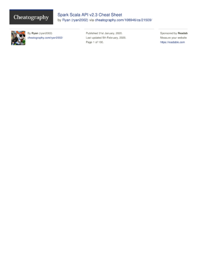 10 Spark Cheat Sheets - Cheatography.com: Cheat Sheets For Every Occasion