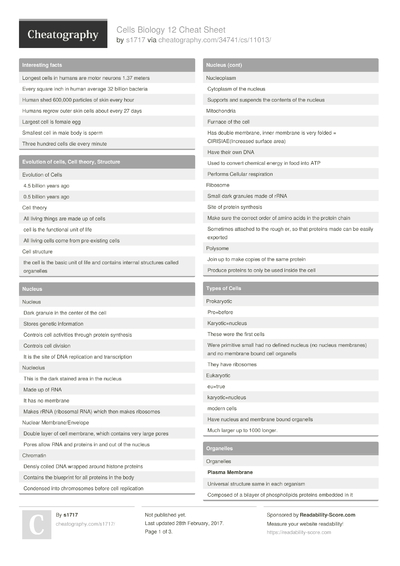 152 Biology Cheat Sheets - Cheatography.com: Cheat Sheets For Every ...