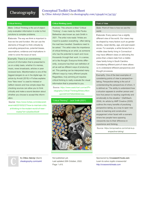 Conceptual Toolkit Cheat Sheet by Saint - Download free from Cheatography - Cheatography.com ...