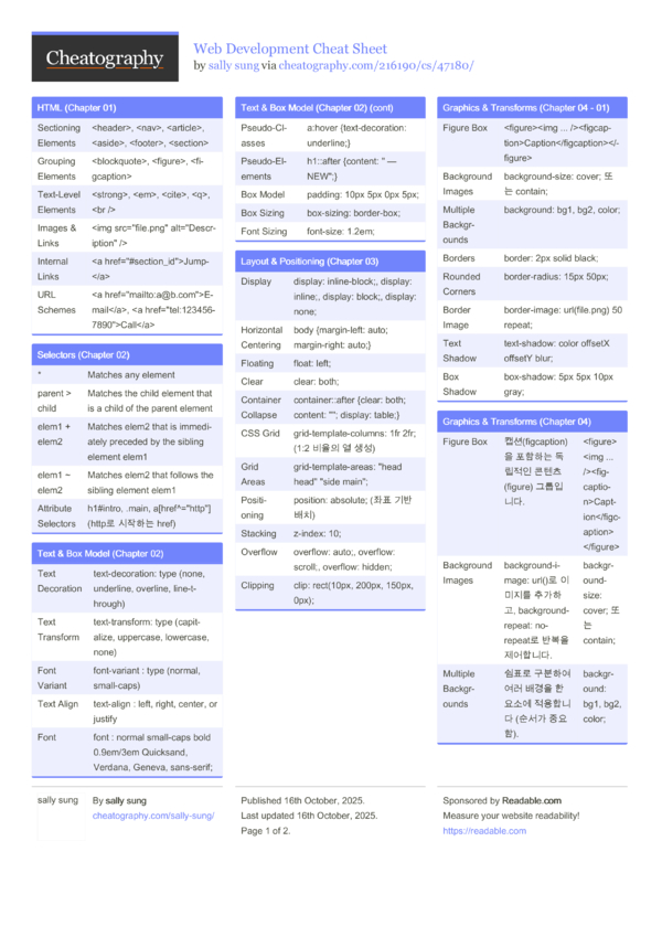 Web Development Cheat Sheet by sally sung - Download free from Cheatography - Cheatography.com ...