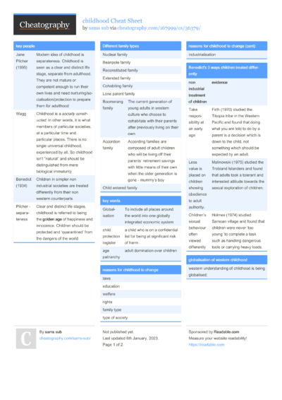 50 Sociology Cheat Sheets - Cheatography.com: Cheat Sheets For Every ...