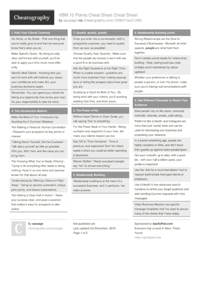 14 Video Cheat Sheets - Cheatography.com: Cheat Sheets For Every Occasion