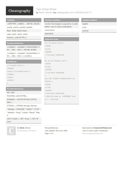 2705 Programming Cheat Sheets - Cheatography.com: Cheat Sheets For Every Occasion