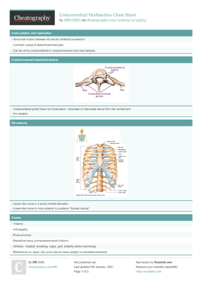1 Costovertebral Cheat Sheet - Cheatography.com: Cheat Sheets For Every ...