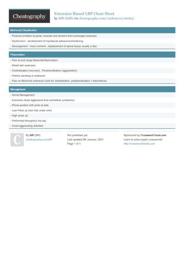 Extension Biased LBP Cheat Sheet by Siffi - Download free from ...