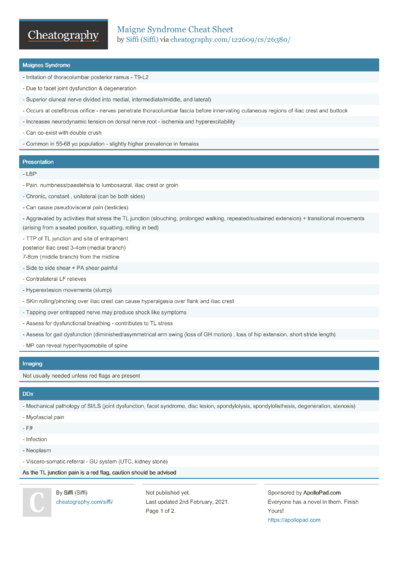 6 Spine Cheat Sheets - Cheatography.com: Cheat Sheets For Every Occasion