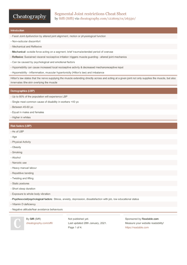 Segmental Joint restrictions Cheat Sheet by Siffi - Download free from ...