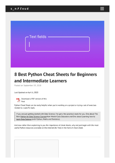 External Cheat Sheets - Cheatography.com: Cheat Sheets For Every Occasion