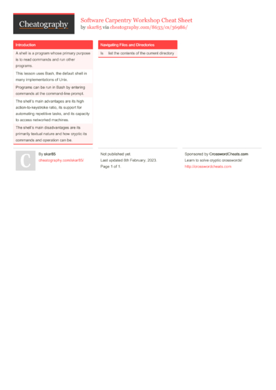 1388 Software Cheat Sheets - Cheatography.com: Cheat Sheets For Every ...