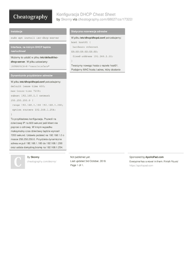 8 Dhcp Cheat Sheets - Cheatography.com: Cheat Sheets For Every Occasion
