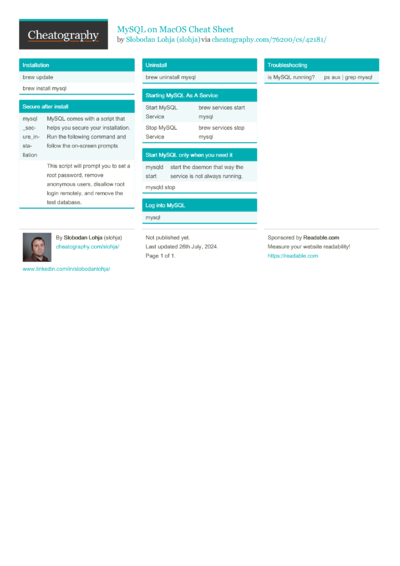 1267 Software Cheat Sheets - Cheatography.com: Cheat Sheets For Every Occasion