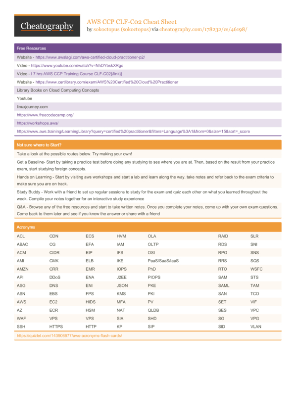 AWS CCP CLF-C02 Cheat Sheet by sokoctopus - Download free from ... AWS CCP CLF-C02 Cheat Sheet by sokoctopus - Download free from ...