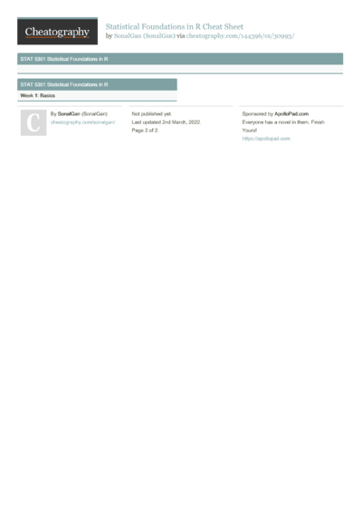 74 R Cheat Sheets - Cheatography.com: Cheat Sheets For Every Occasion