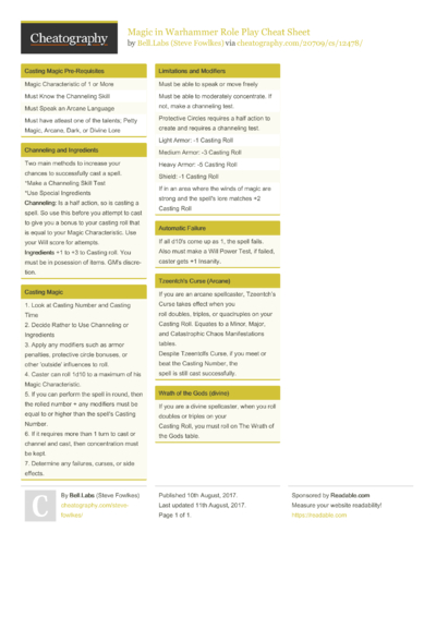 4 Magic Cheat Sheets - Cheatography.com: Cheat Sheets For Every Occasion