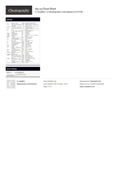 9 Nlp Cheat Sheets - Cheatography.com: Cheat Sheets For Every Occasion