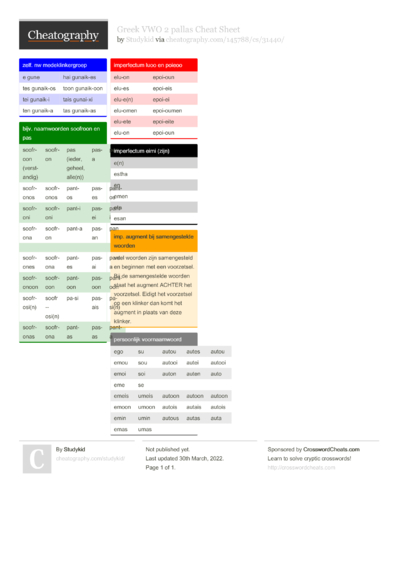 8 Greek Cheat Sheets - Cheatography.com: Cheat Sheets For Every Occasion