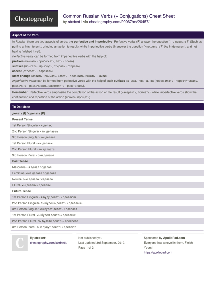 russian verb conjugation