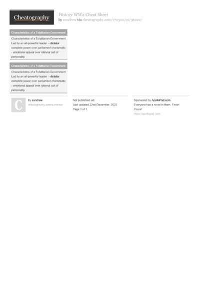 2 Ww2 Cheat Sheets - Cheatography.com: Cheat Sheets For Every Occasion