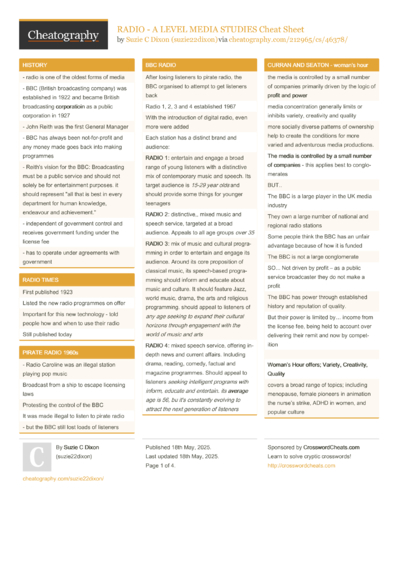 NEWSPAPERS A LEVEL MEDIA STUDIES Cheat Sheet by suzie22dixon - Download ...